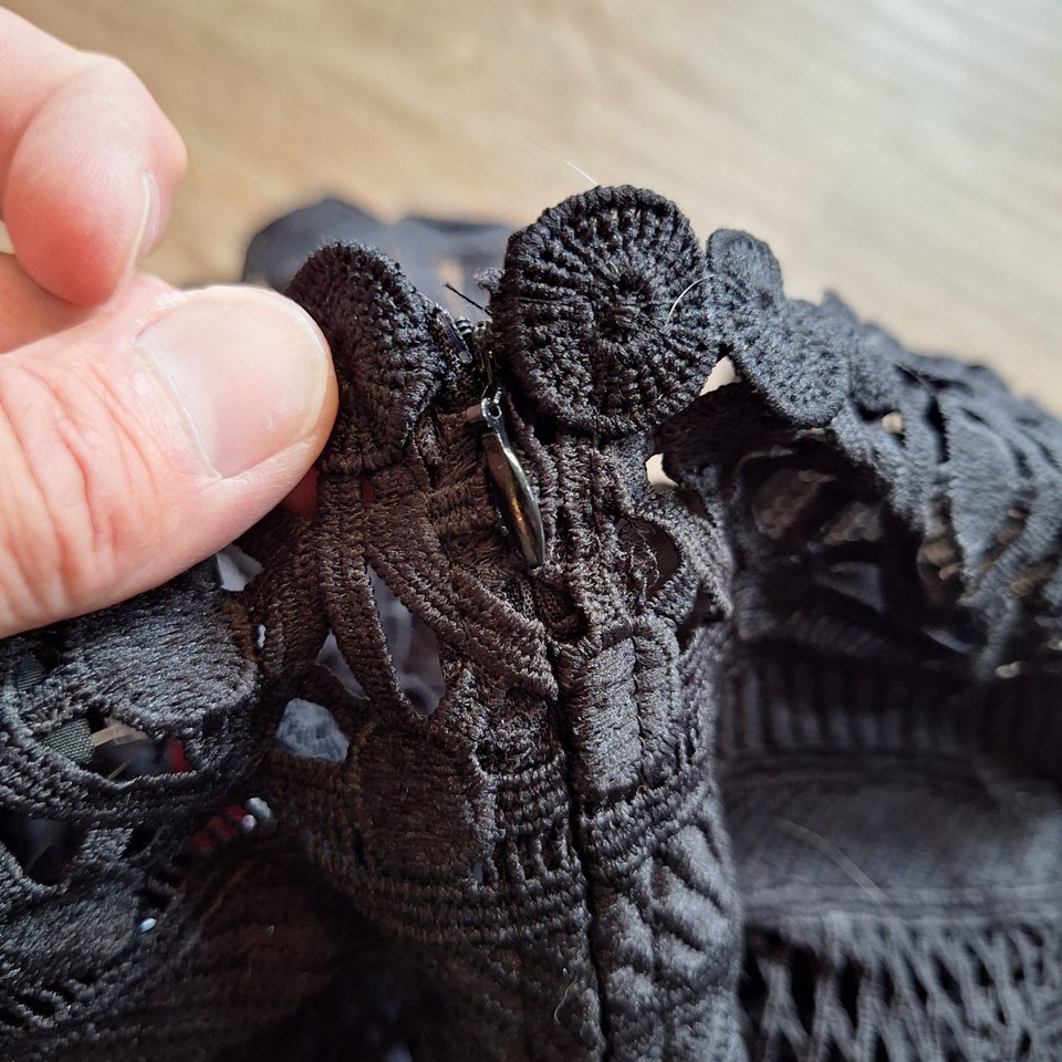 Suzanne Betro Dress XL Crochet Lace Y2K Whimsigoth Witchy Dark Baddie ...