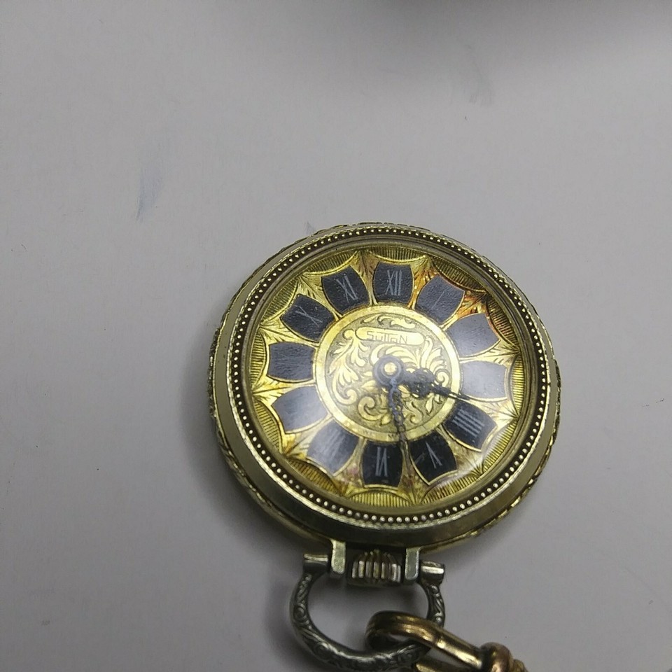 Sutton Pocket Watch With Gold Chain, Windable Working Classic Western ...