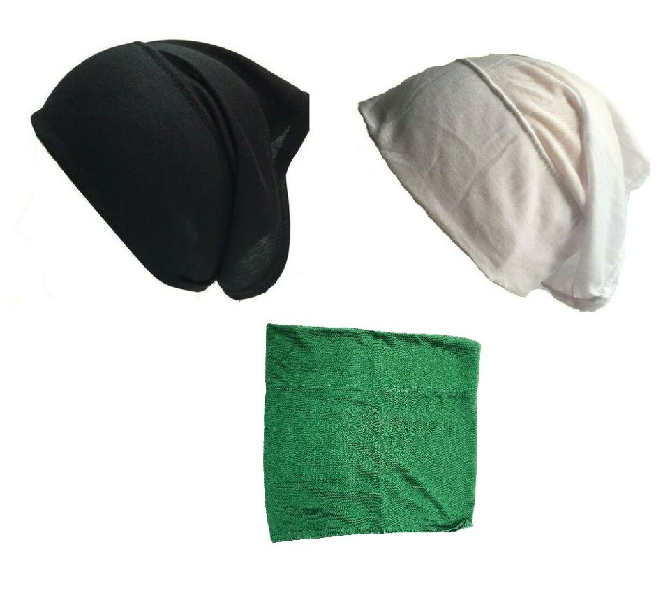 Under Scarf Tube Cap Bonnet Assorted Stretchable Half Head Cover Pack ...