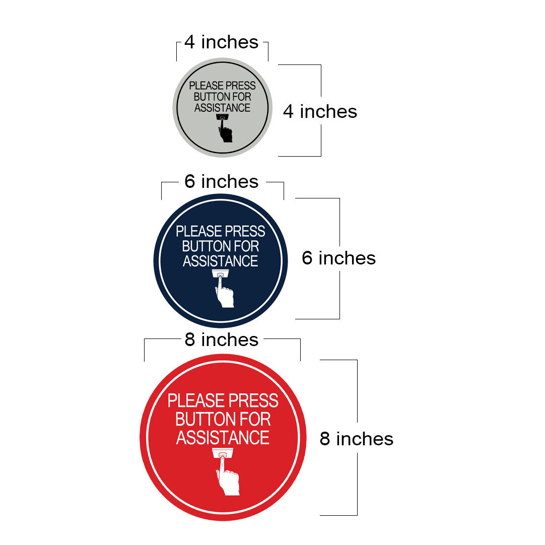 Circle Please Press Button For Assistance (hand on button) Wall or Door ...