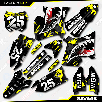 Black Yellow Savage Restyle Graphics Kit fit 01-08 Suzuki RM125 RM250 ...