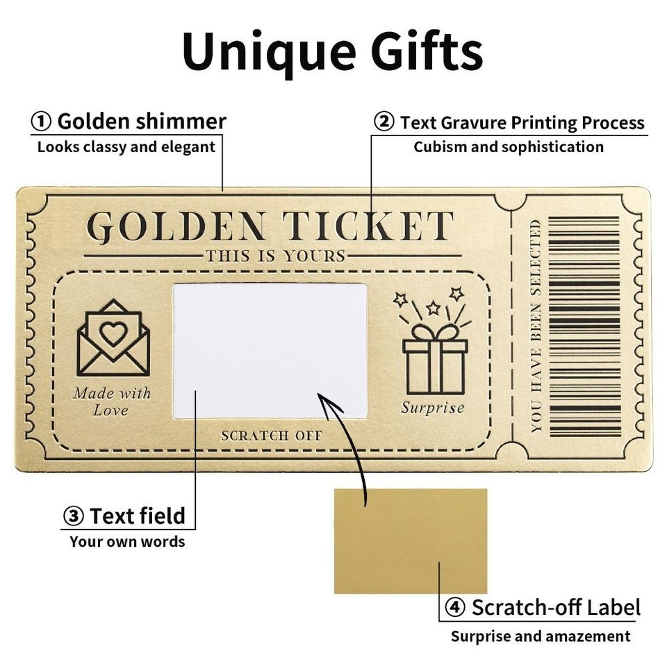Scratch Off Ticket Golden Ticket Scratch-off Card for Kids Women Men | eBay