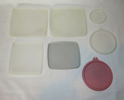 Lot 7 Tupperware Square & Round Replacement Lids 297, 215, 310, 671 ...