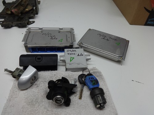 01-02 BMW E46 330xi ECU DME EWS IMMO IGNITION GLOVE TRUNK DOOR LOCK KEY ...