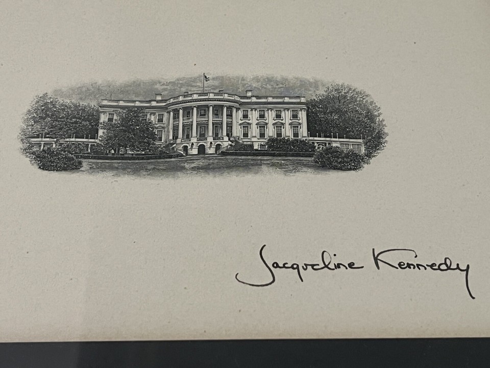Signed Jacqueline Jackie Kennedy Signed Engraved White House Embossed ...