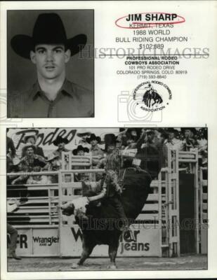 1992 Press Photo Jim Sharp, Kermit, Texas 1988 World Bull Riding ...