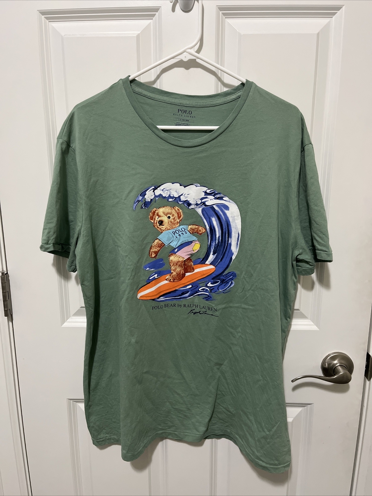 Polo Ralph Lauren T Shirt Surf Bear Mens Crewneck L M… - Gem