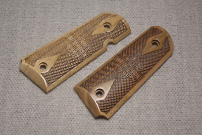 COLT 1911 *COMPACT* CUSTOM WALNUT GRIPS CHECKERED & LOGOS | eBay