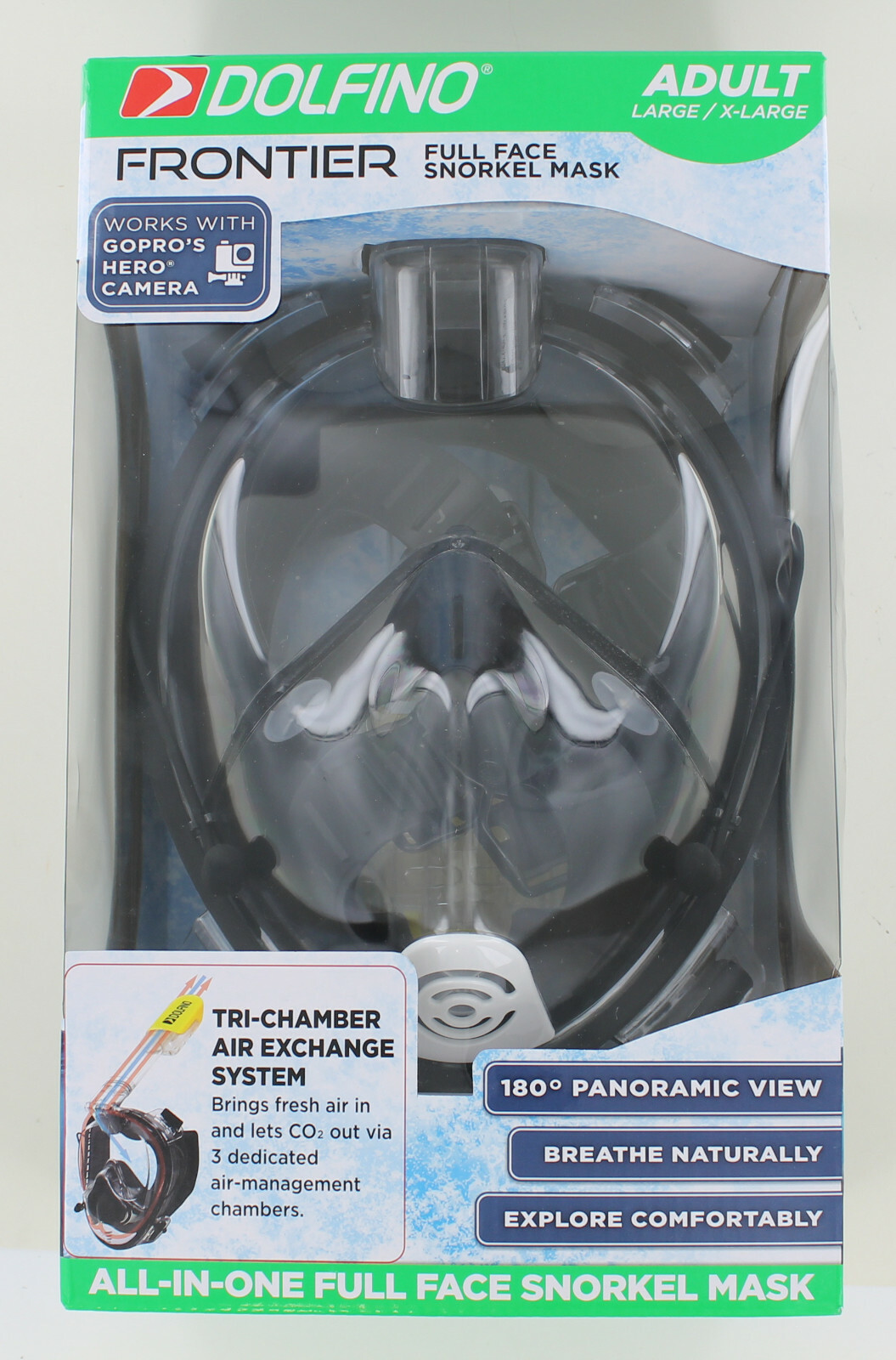 New Dolfino Frontier Full Face Snorkel Mask - Camera Mount -Adult Large ...