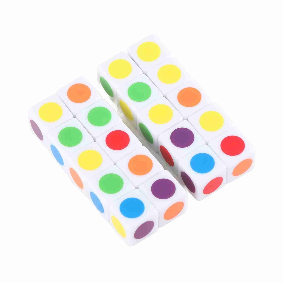 20x Color Dot Dice 6 Colors Right Angle Teaching Dice For Board Games ...
