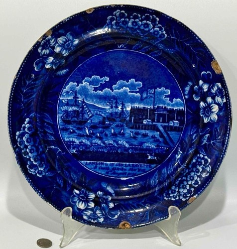 Historical Staffordshire LANDING OF LAFAYETTE Transfer Plate, Clews, c ...