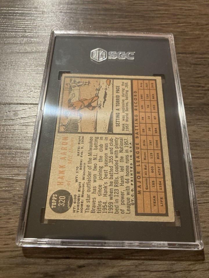 1962 Topps SGC 4 Hank Aaron #320 Fresh Clean Slab Just Graded | eBay