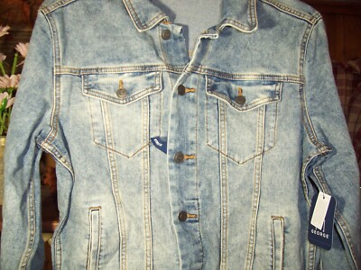 GEORGE MENS DENIM JEAN JACKET SIZE SMALL 34-36 BUTTON FRONT CASUAL COAT ...
