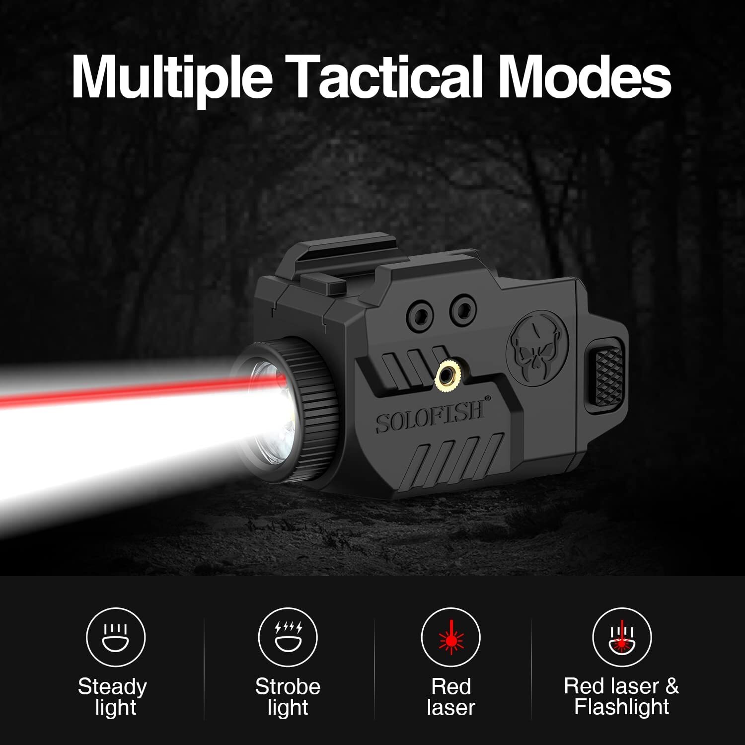 SOLOFISH 600lm Flashlight & Red/Green/Blue Laser Sight Combo Pistol ...