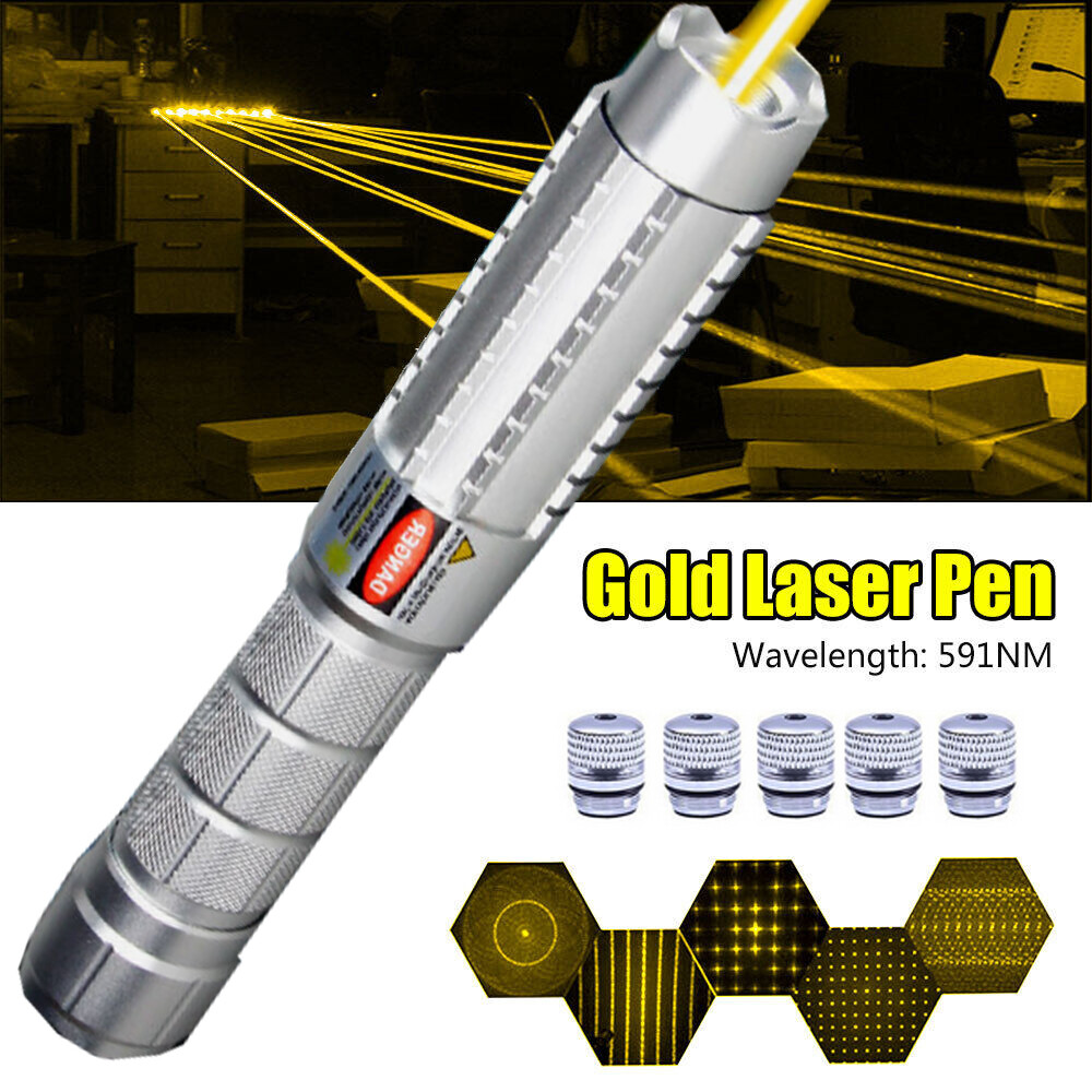 Professional Golden Yellow Laser Pointer Pen Focus Beam 591nm Wicked ...