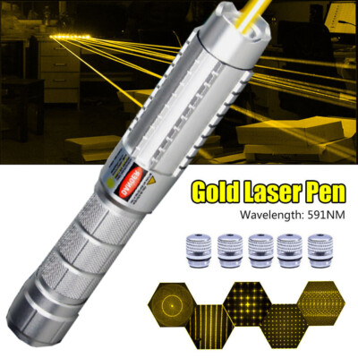 Professional Golden Yellow Laser Pointer Pen Focus Beam 591nm Wicked ...