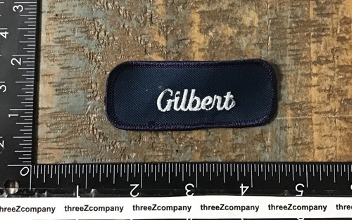 Vintage GILBERT Name Tag Job Work Shirt Uniform Sew-On Patch Blue | eBay