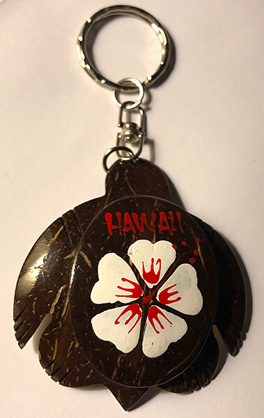 Hawaiian Coconut Sea Turtle Key Chains Jewelry Hibiscus Hawaii Gifts ...