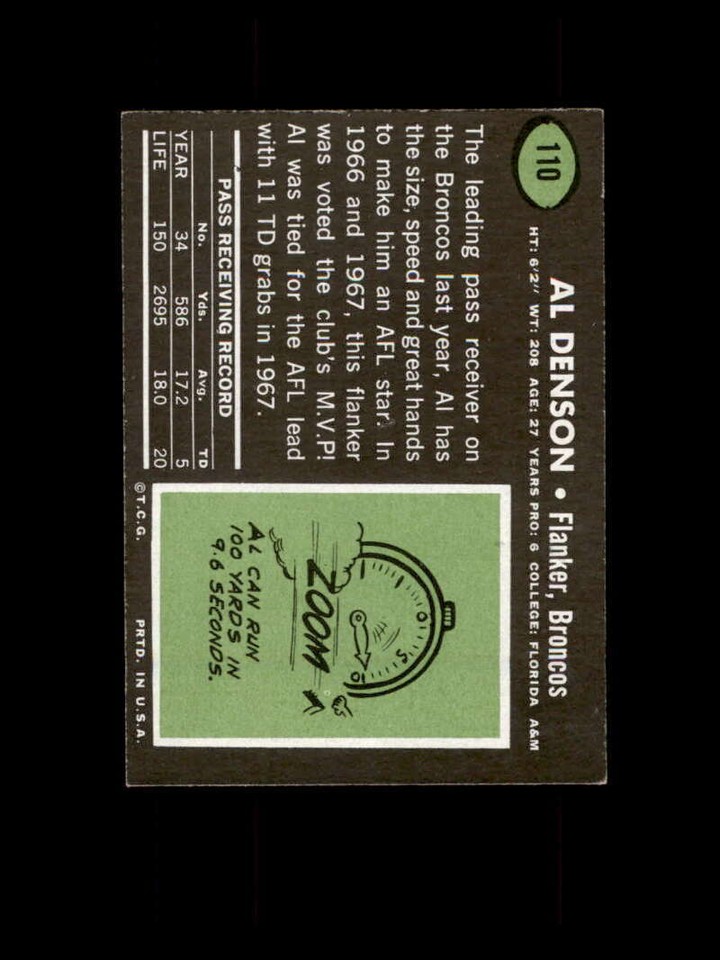 1969 Topps Football #110 Al Denson STARX 7 NM (LS807906) | eBay