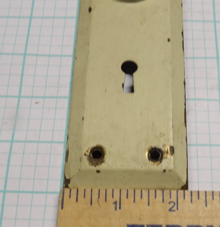 Vintage Antique Doorknob 7" Faceplate w Skeleton Keyhole Brass Plated ...