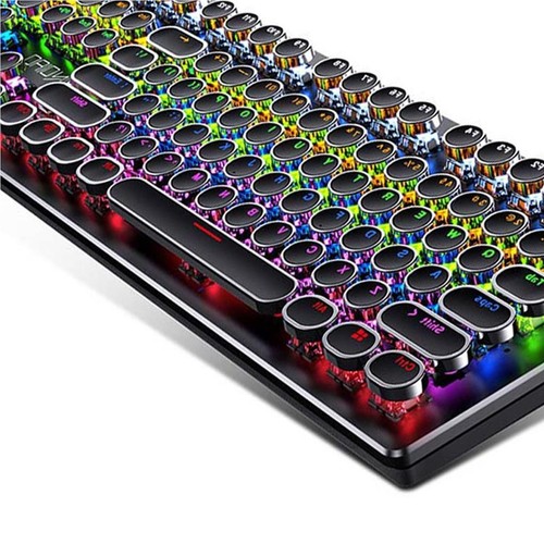 Gaming Mechanical Keyboard Punk Round Backlit 104 Keys Wired Mute ...