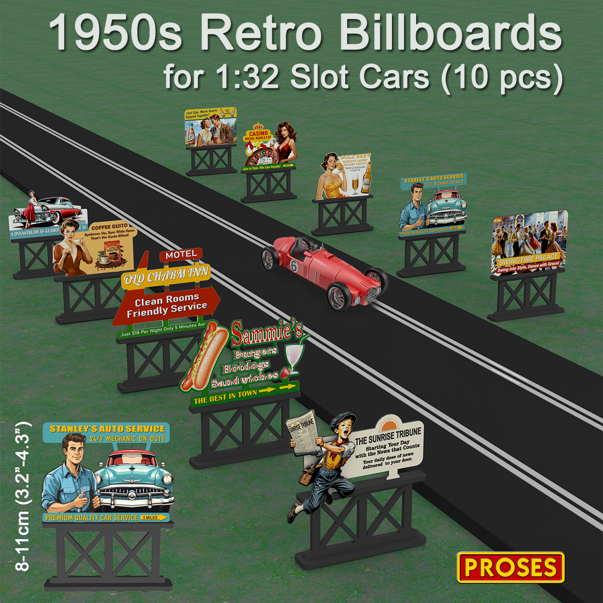 Proses 1950s ,Retro Billboards for 1:32 Slot Cars UV Printed & Die-Cut ...