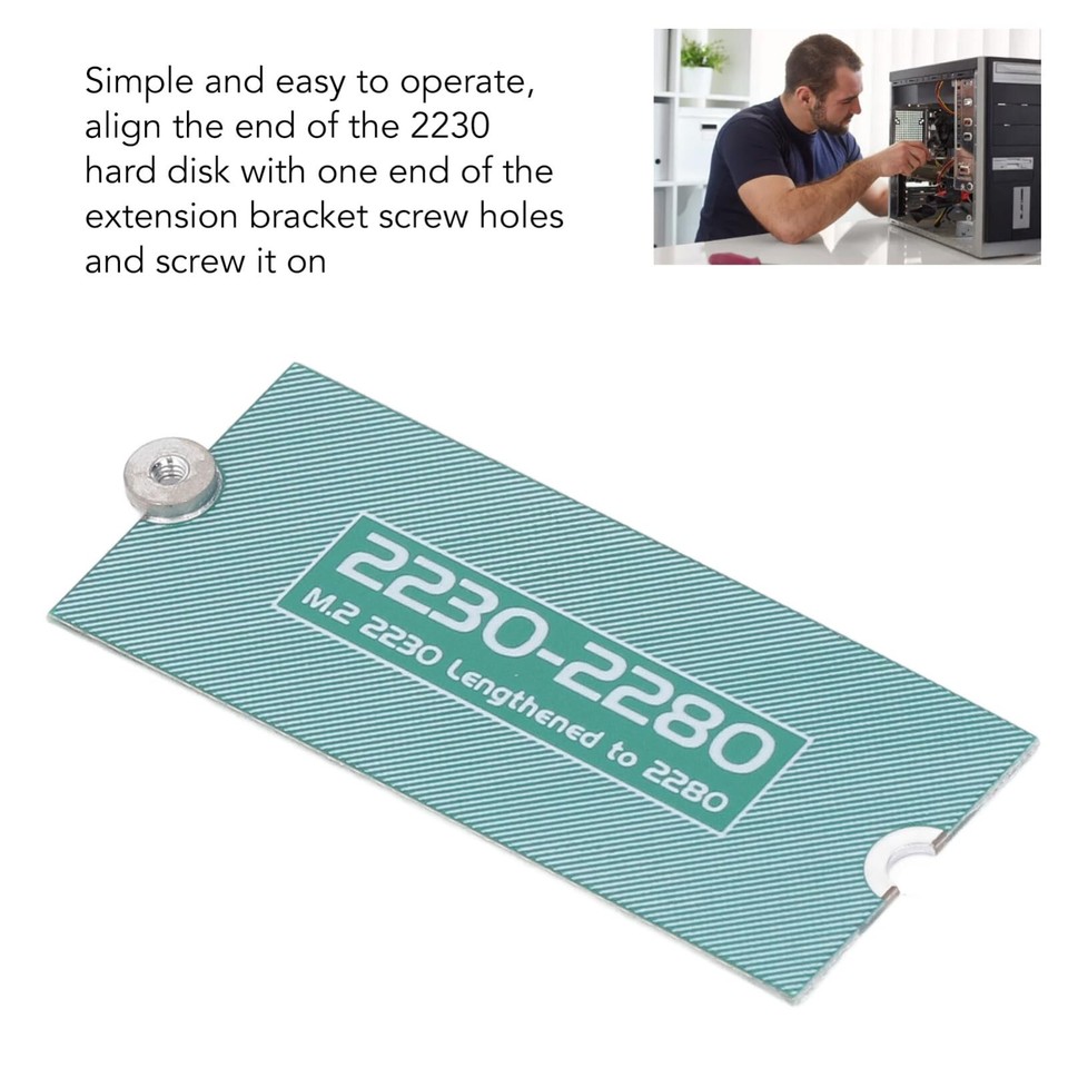 M.2 NGFF NVMe Length Extend Adapter, 2230 to 2280 SSD Extension Bracket ...