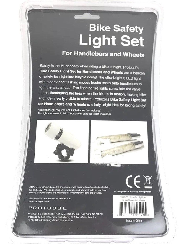 Protocol Bike Safety Light Set For Handlebars and Wheels 5 LED Night ...