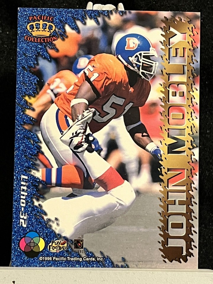 1996 Pacific Litho-Cel John Mobley #Litho-32 RC Denver Broncos Football ...