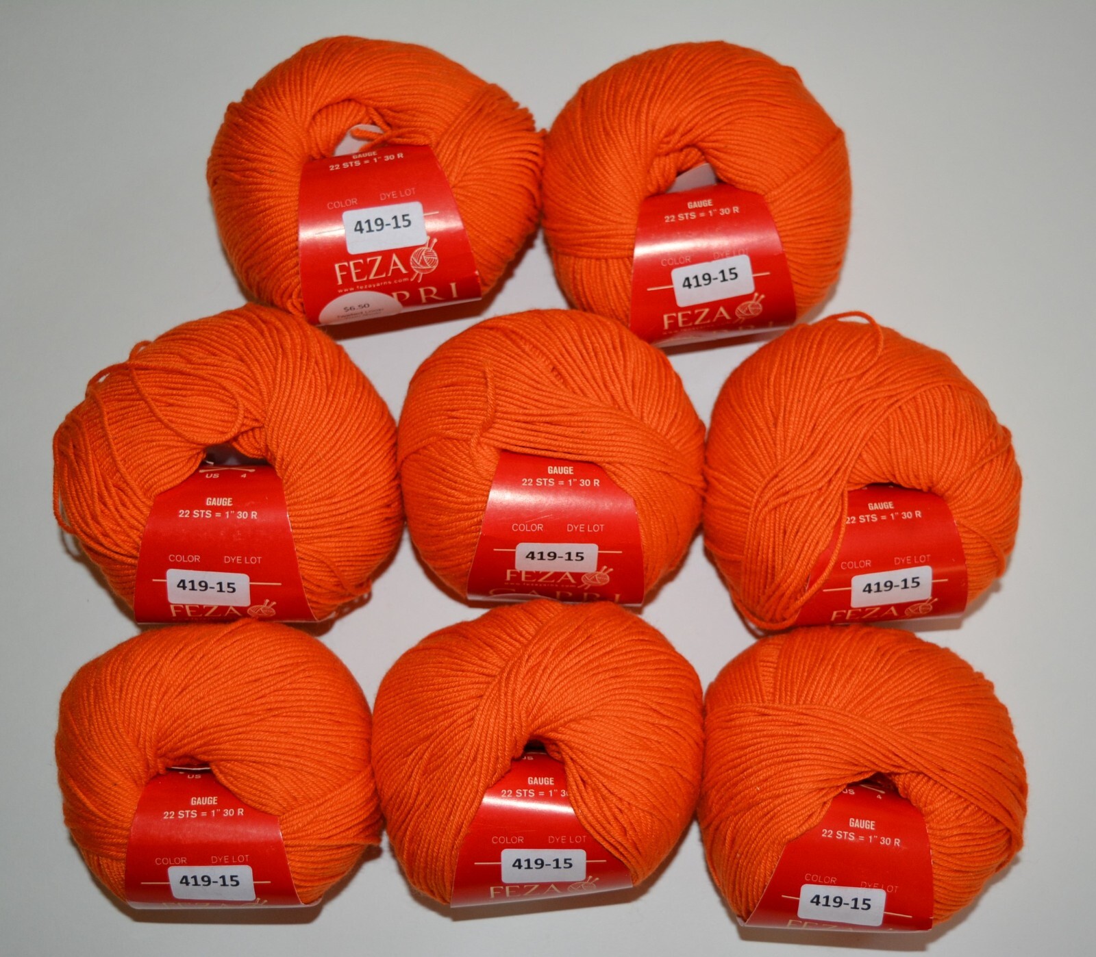 Feza Capri Yarn Sport Weight Cotton Polyacryl Orange 50g ea Lot of 8 | eBay