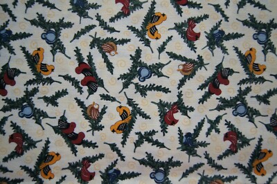 2 Yards Moda Warm & Wooly Winter Birds Holiday Cotton Quilting Fabric ...