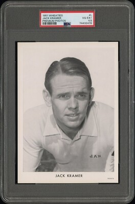 1951 WHEATIES PREMIUM PHOTOS L JACK KRAMER PSA 4.5 VG-EX+----Total Pop ...