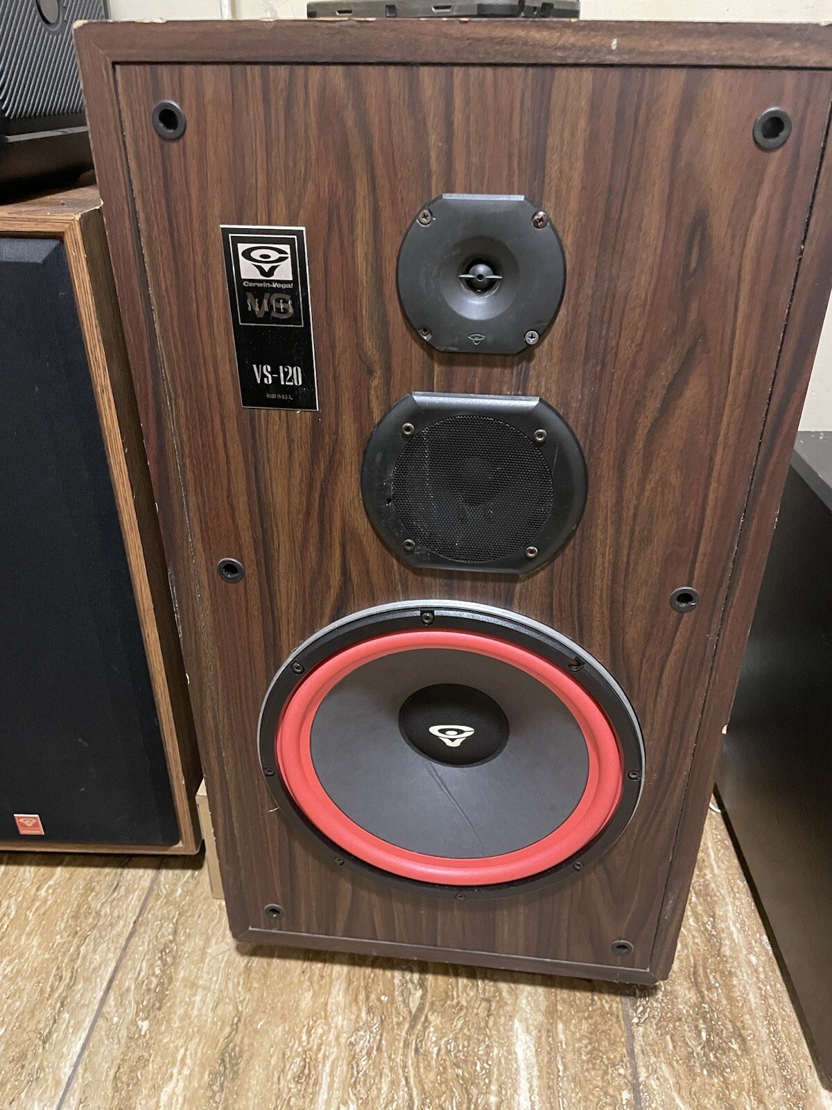 Vintage Pair of Cerwin-Vega VS120 Speakers Brown Cabinet With Grills ...