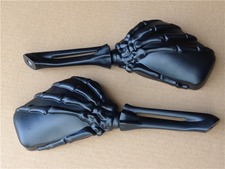 Black Skull Skeleton Hand Mirror For Suzuki Gsxr Hayabusa Cruiser ...