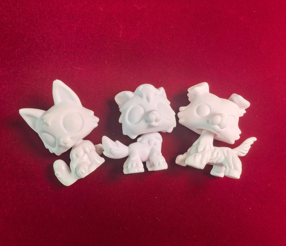 3Pcs Custom White Base LPS Collie Wolf Cat Bon Bon for Kid Gift DIY ...
