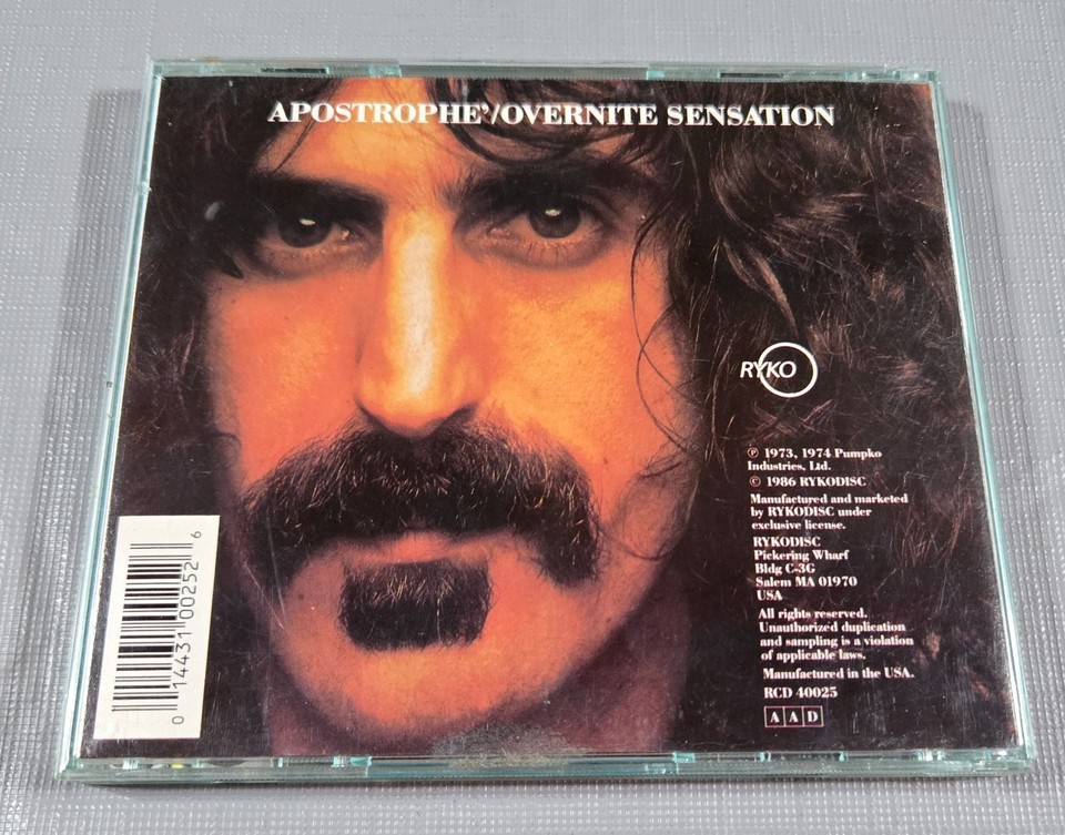 Frank Zappa: Apostrophe/Overnight Sensation, Rykodisc RCD 40025, 1986 ...