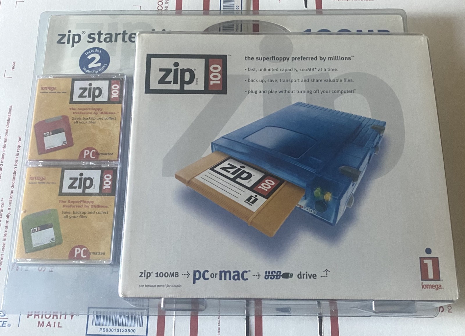 Iomega 100 MB USB Zip Drive Z100USB External Translucent Blue | eBay
