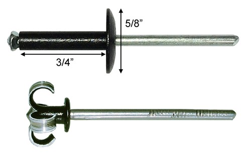 100 3/16" Large Head Black Painted Aluminum Exploding Pop Rivets #1286 ...