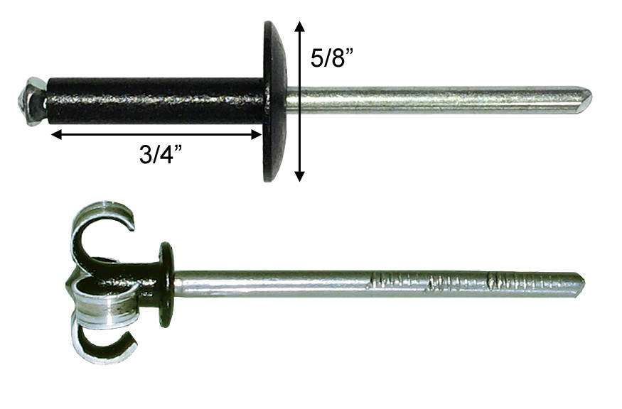 100 3/16" Large Head Black Painted Aluminum Exploding Pop Rivets #1286 ...