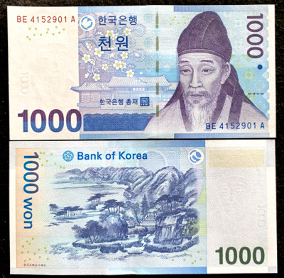 South Korea 1000 Won 2007 P54 Banknote World Paper Money UNC Currency ...