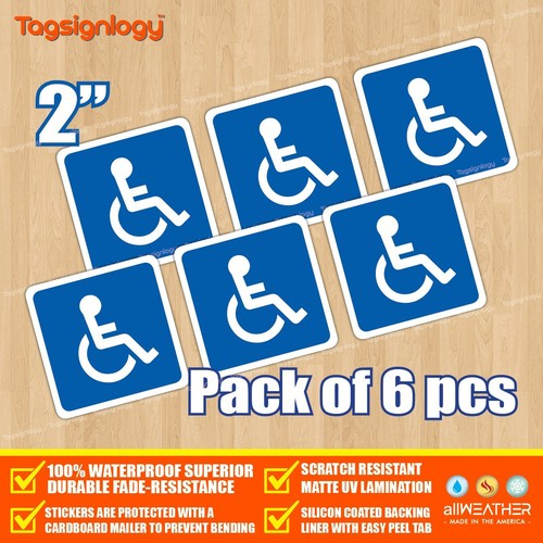 (6 pcs) Handicap Accessible 2" inch Sticker Disabled Car Parking Logo ...