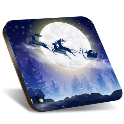 1x Square Coaster 12cm Christmas Scene Winter Santa Xmas #50523 | eBay UK