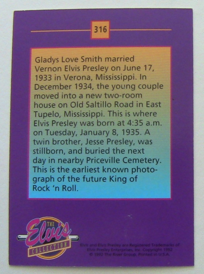 ELVIS, PERSONAL LIFE, 1992 THE ELVIS COLLECTION #316 CARD | eBay