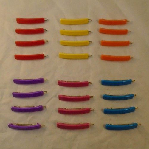 VINTAGE RETRO 80s MULTICOLOR BARRETTE HAIR CLIP NOS LOT of 24 FREE ...