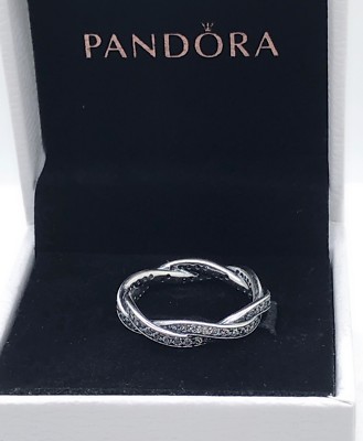 NEW Authentic PANDORA 925 Ale Twist of Fate CZ Stackable Ring 190892CZ ...