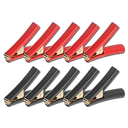 10PCS Heavy duty Insulated Alligator Clips Black & Red Durable ...