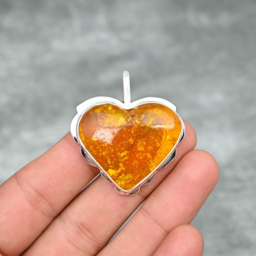 Baltic Amber Gemstone Pendant Handmade 925 Sterling Silver Jewelry ...