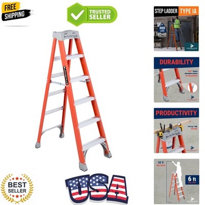 6-Foot Fiberglass Step Ladder, 300-Pound Load Capacity, Type IA, FS1506 ...