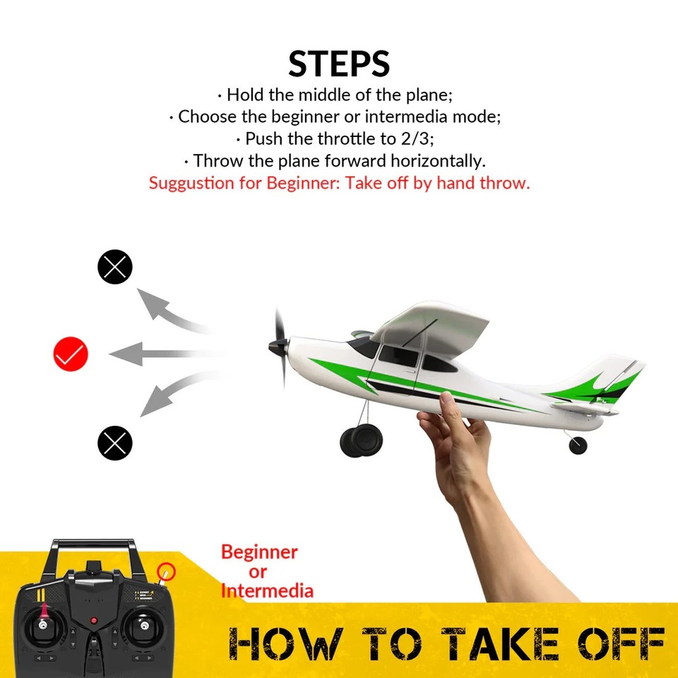 Remote Control Plane RC Training Airplane 3CH 400mm RTF with Flight ...