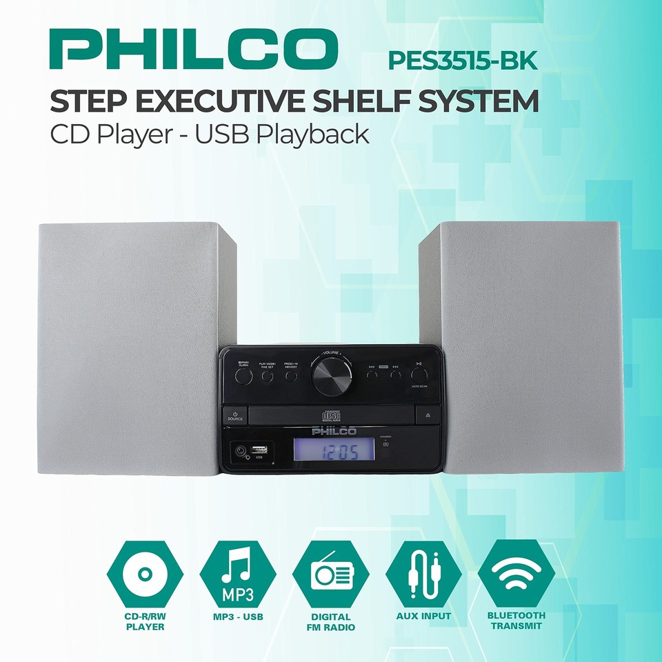 Stereo Shelf Systems Tray Loading CD Player with Digital FM Radio ...